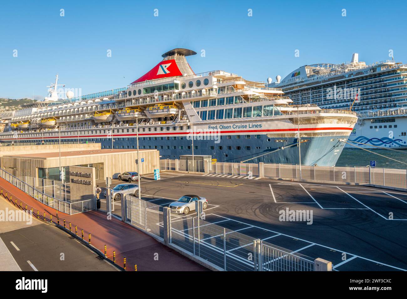 The main cruise terminal and docks cruise ship and other shipping on ...