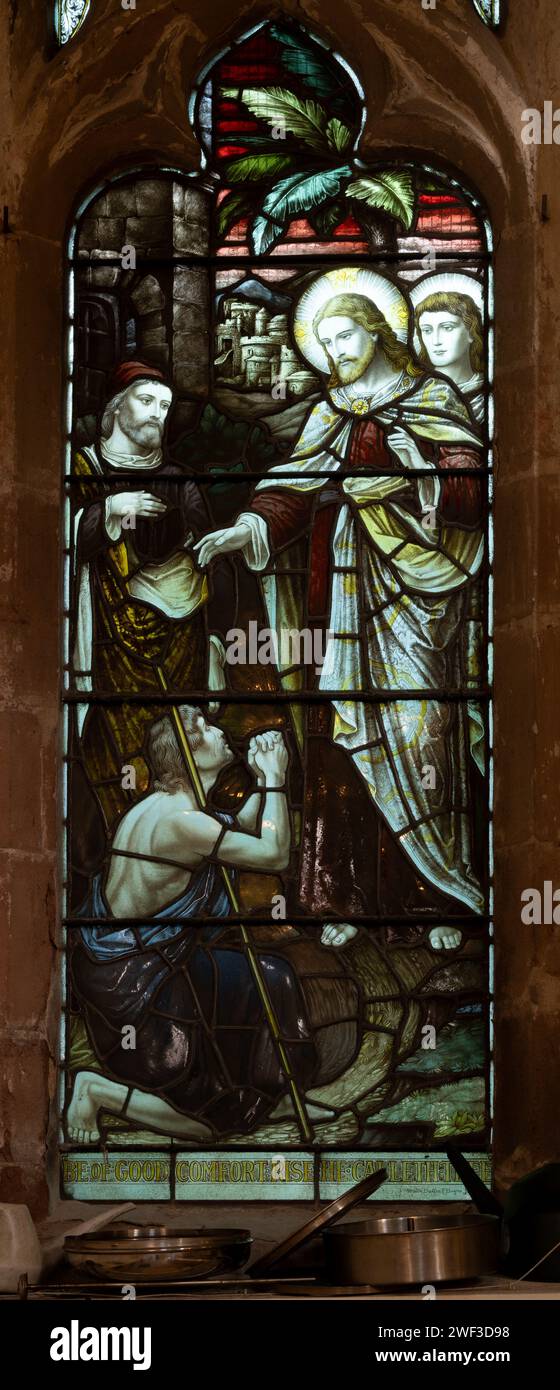 Christ healing the lame man stained glass, St. Margaret`s Church ...