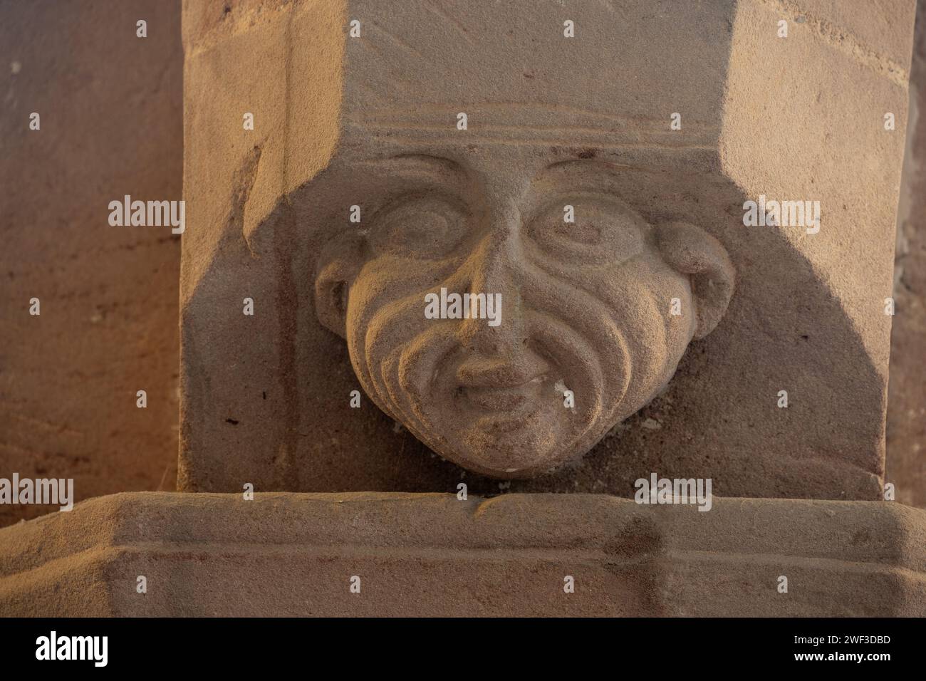 Carved stone head in St. Margaret`s Church, Wolston, Warwickshire ...