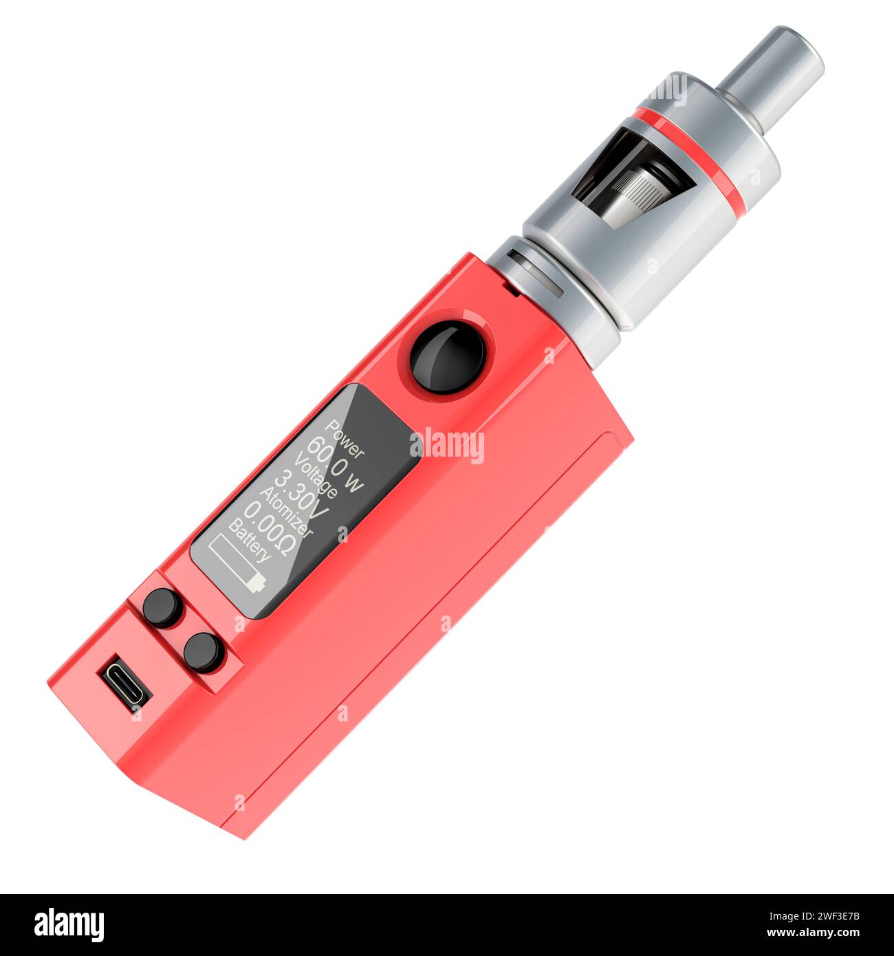 Red Box Mod, e-cigarette. 3D rendering isolated on white background ...