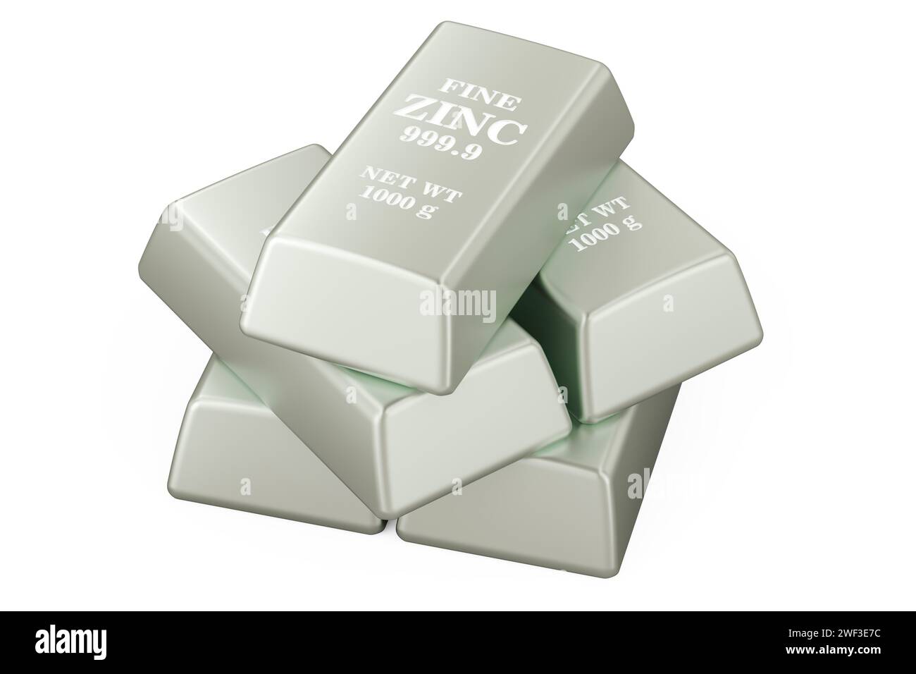 Zink bars, 3D rendering isolated on white background Stock Photo - Alamy