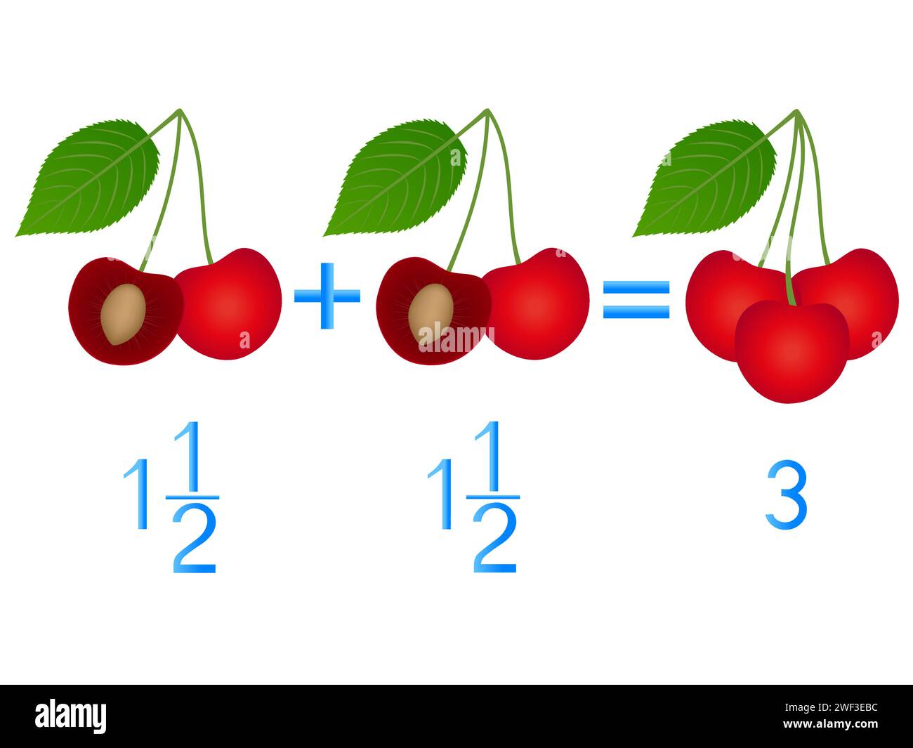 Mathematical games for children. Study the fractions numbers, example ...