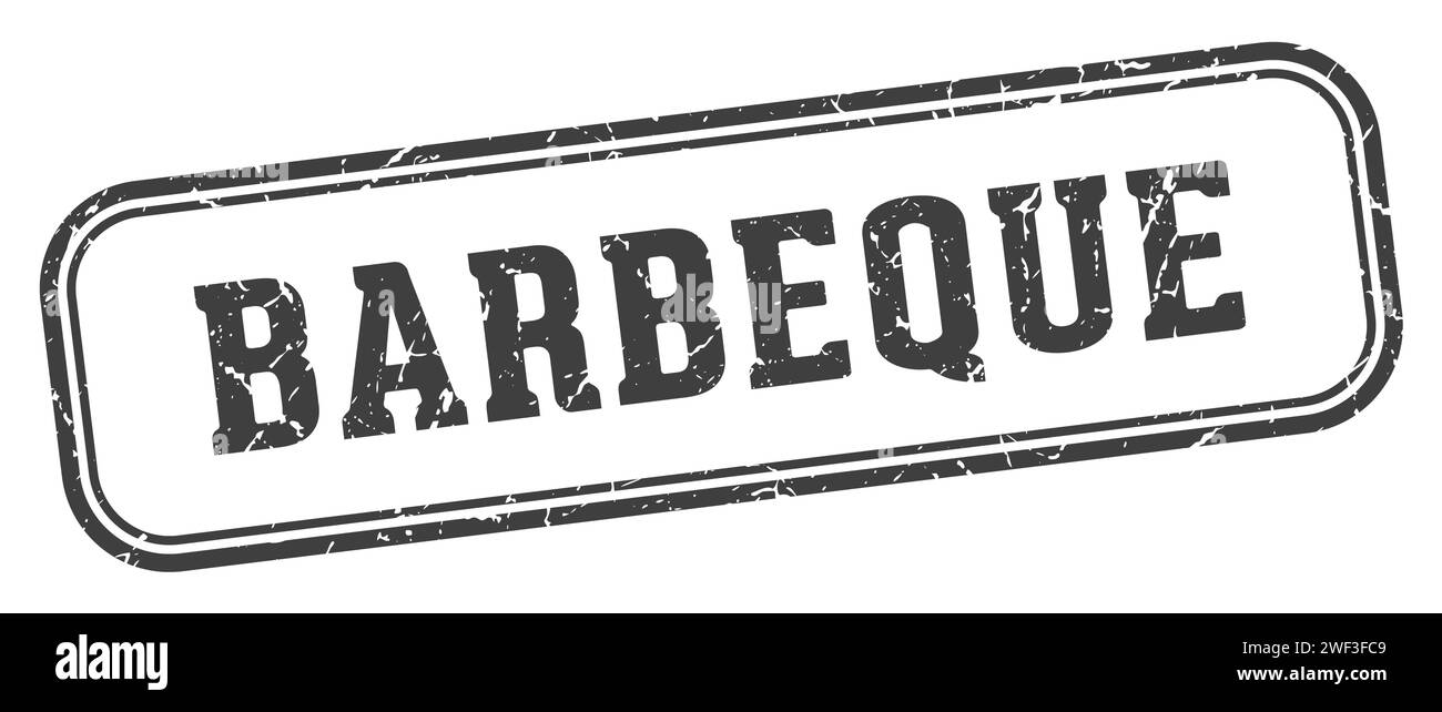 barbeque stamp. barbeque rectangular stamp isolated on white background ...