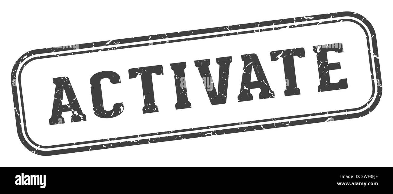 activate stamp. activate rectangular stamp isolated on white background ...