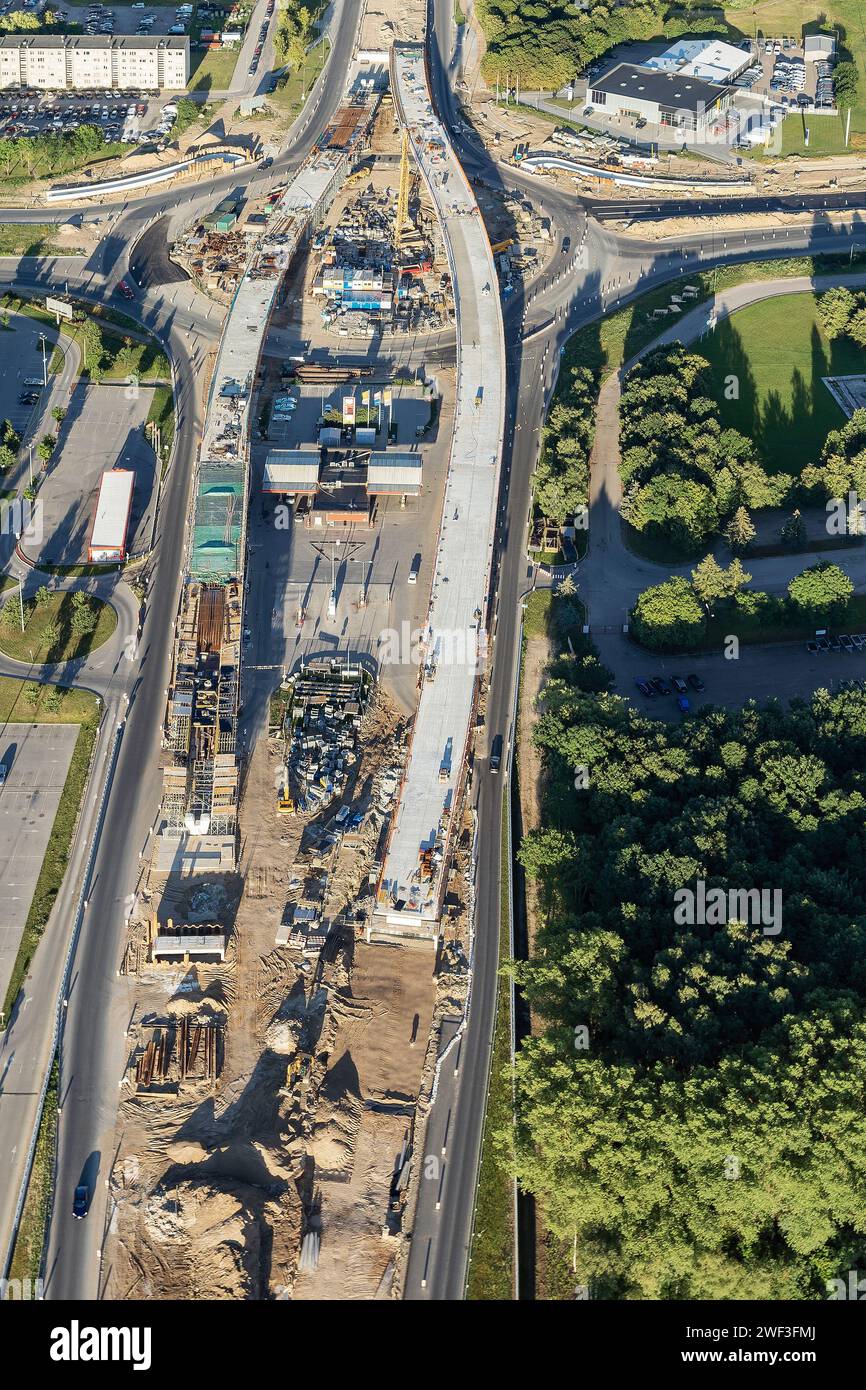 Highway Bridge under Construction in Klaipeda city 2022, Aerial View ...