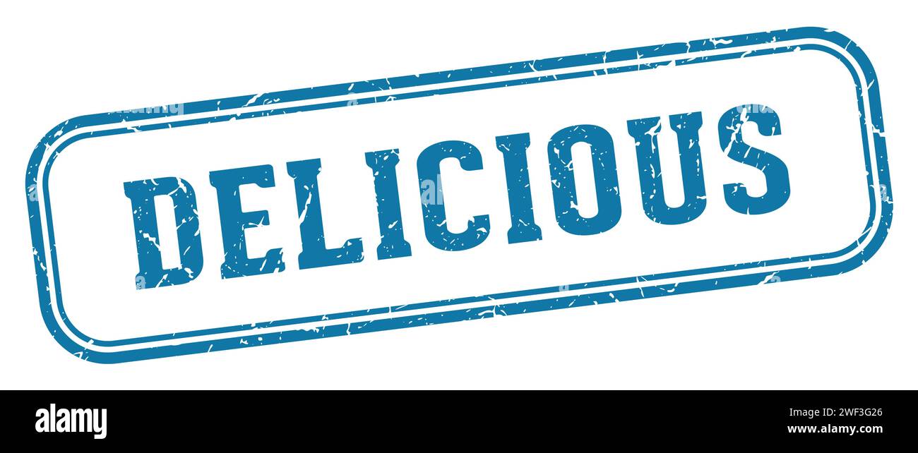 delicious stamp. delicious rectangular stamp isolated on white ...