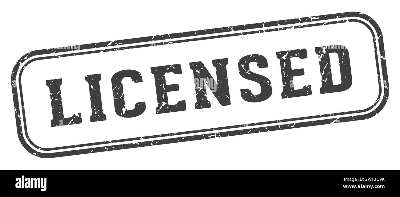 licensed stamp. licensed rectangular stamp isolated on white background ...