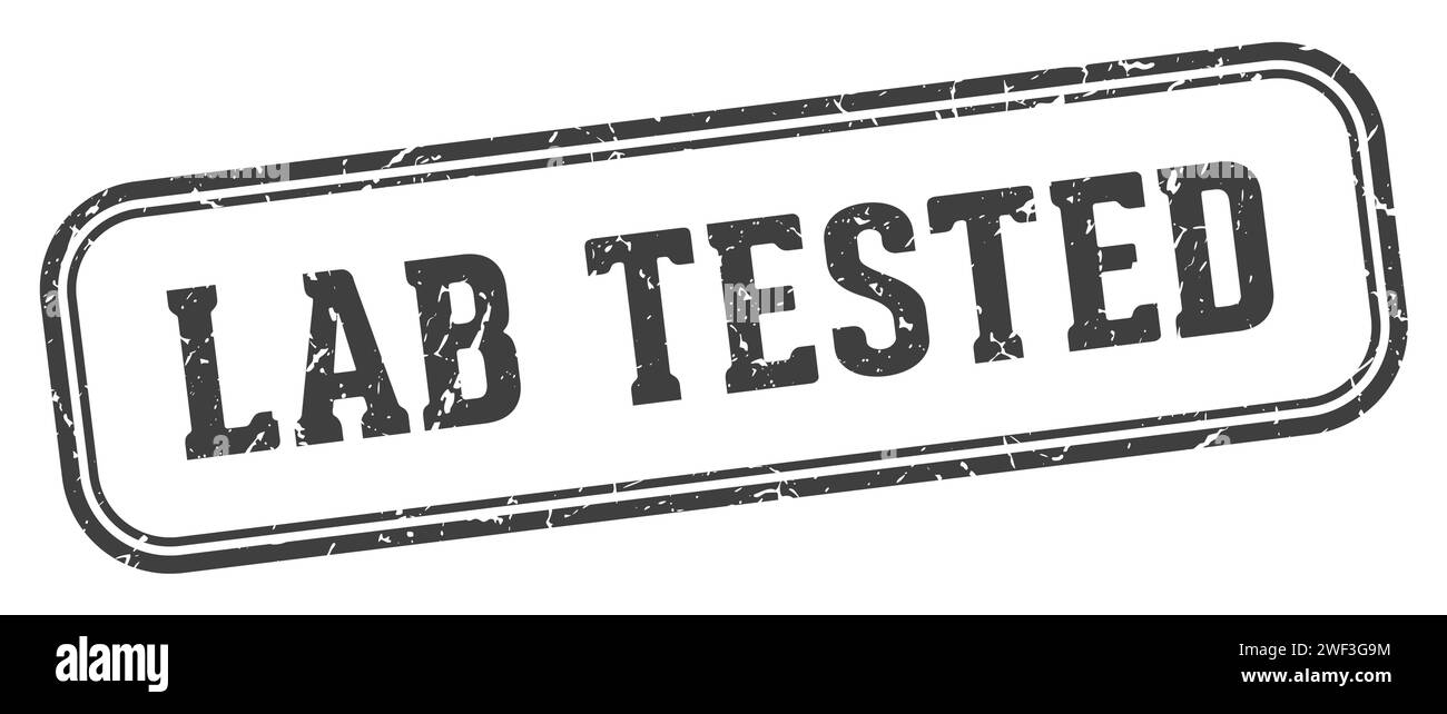 lab tested stamp. lab tested rectangular stamp isolated on white ...