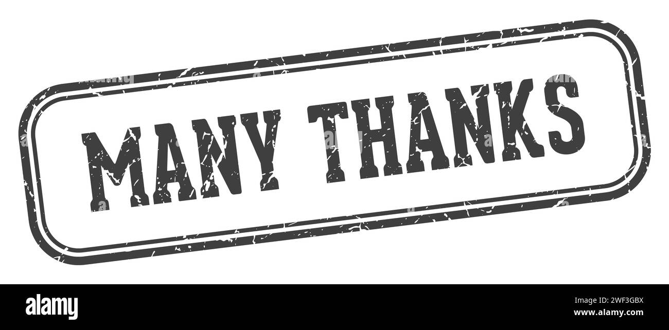 many thanks stamp. many thanks rectangular stamp isolated on white ...