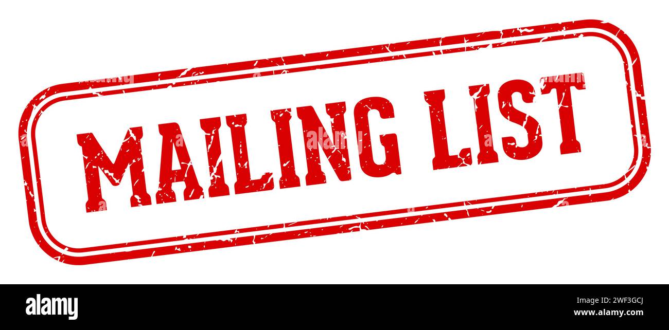 mailing list stamp. mailing list rectangular stamp isolated on white ...