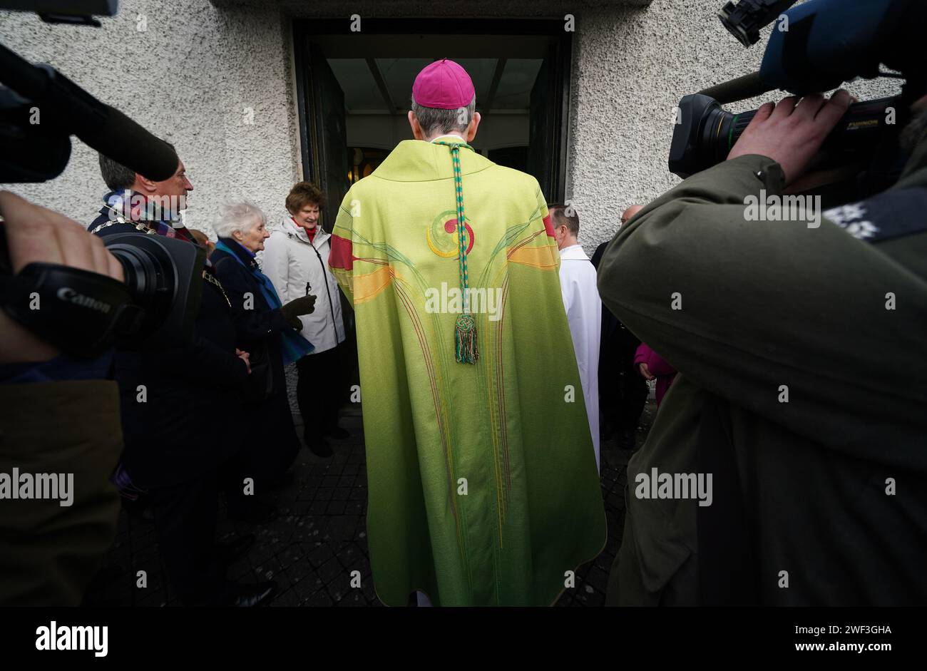 Bishop Denis Nulty, Bishop of Kildare & Leighlin, brings the relic of ...