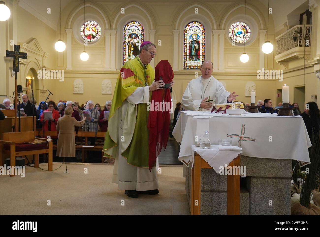 Bishop Denis Nulty, Bishop of Kildare & Leighlin, brings the relic of ...
