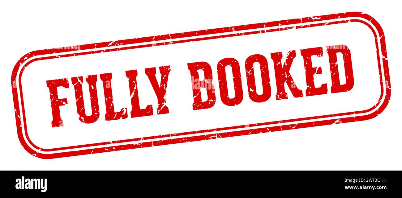 fully booked stamp. fully booked rectangular stamp isolated on white ...