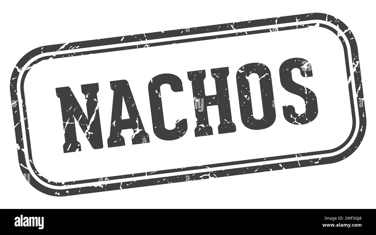 nachos stamp. nachos rectangular stamp isolated on white background ...