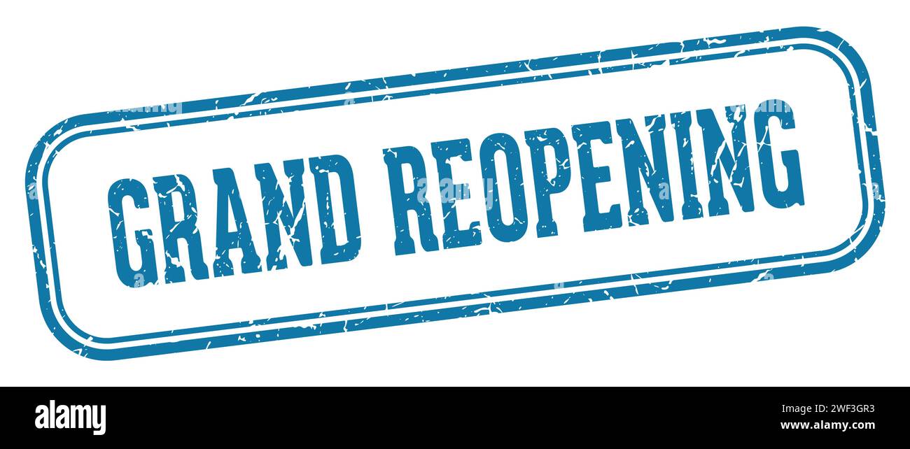 grand reopening stamp. grand reopening rectangular stamp isolated on ...