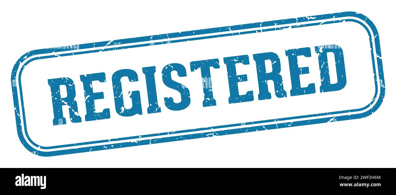 registered stamp. registered rectangular stamp isolated on white ...