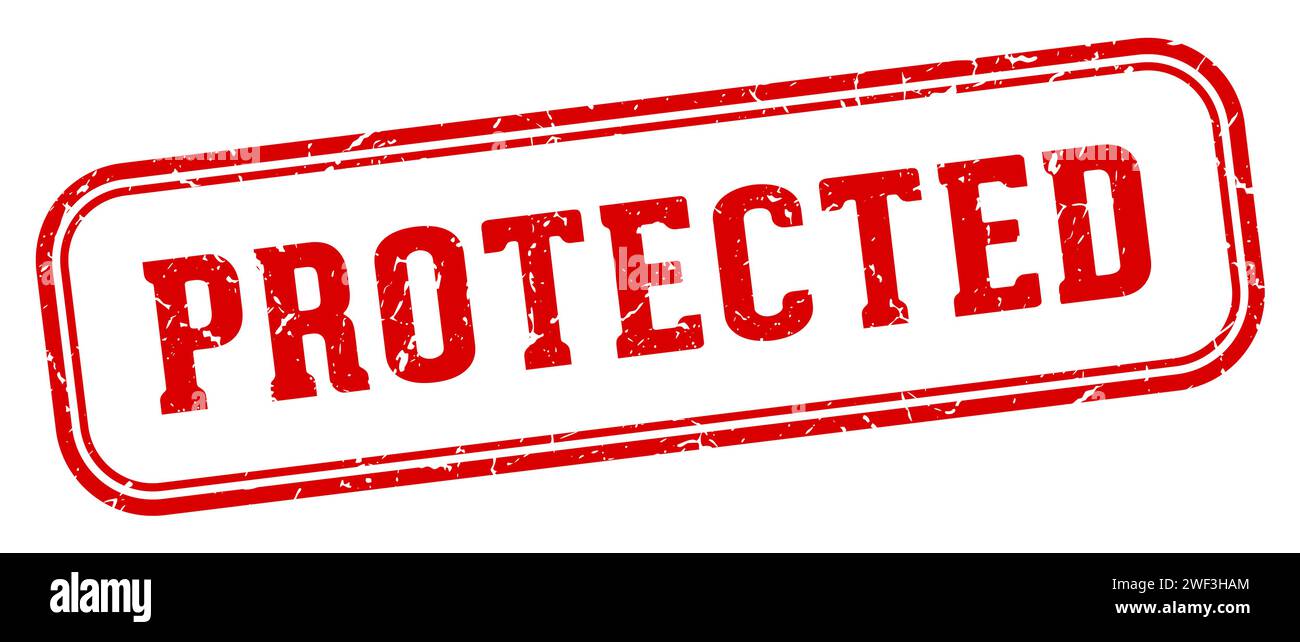 protected stamp. protected rectangular stamp isolated on white ...