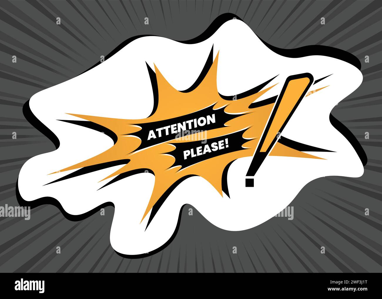 Simple attention please sign sticker design with abstract shape Stock ...