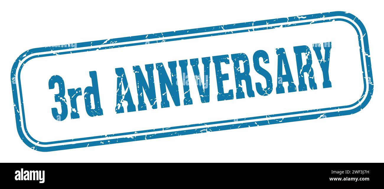 3rd anniversary stamp. 3rd anniversary rectangular stamp isolated on ...