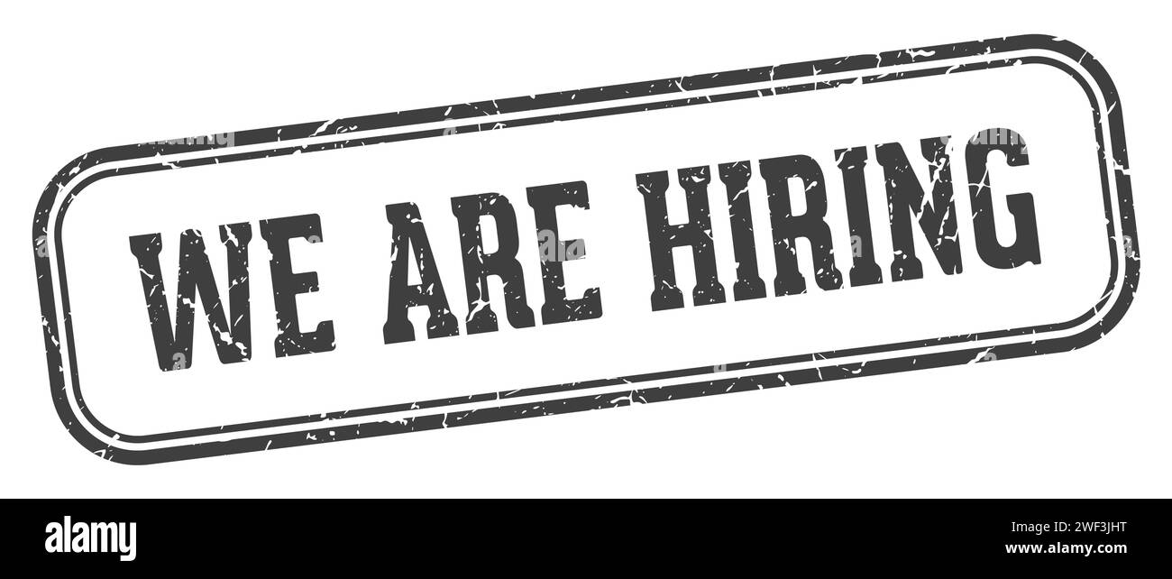 we are hiring stamp. we are hiring rectangular stamp isolated on white ...