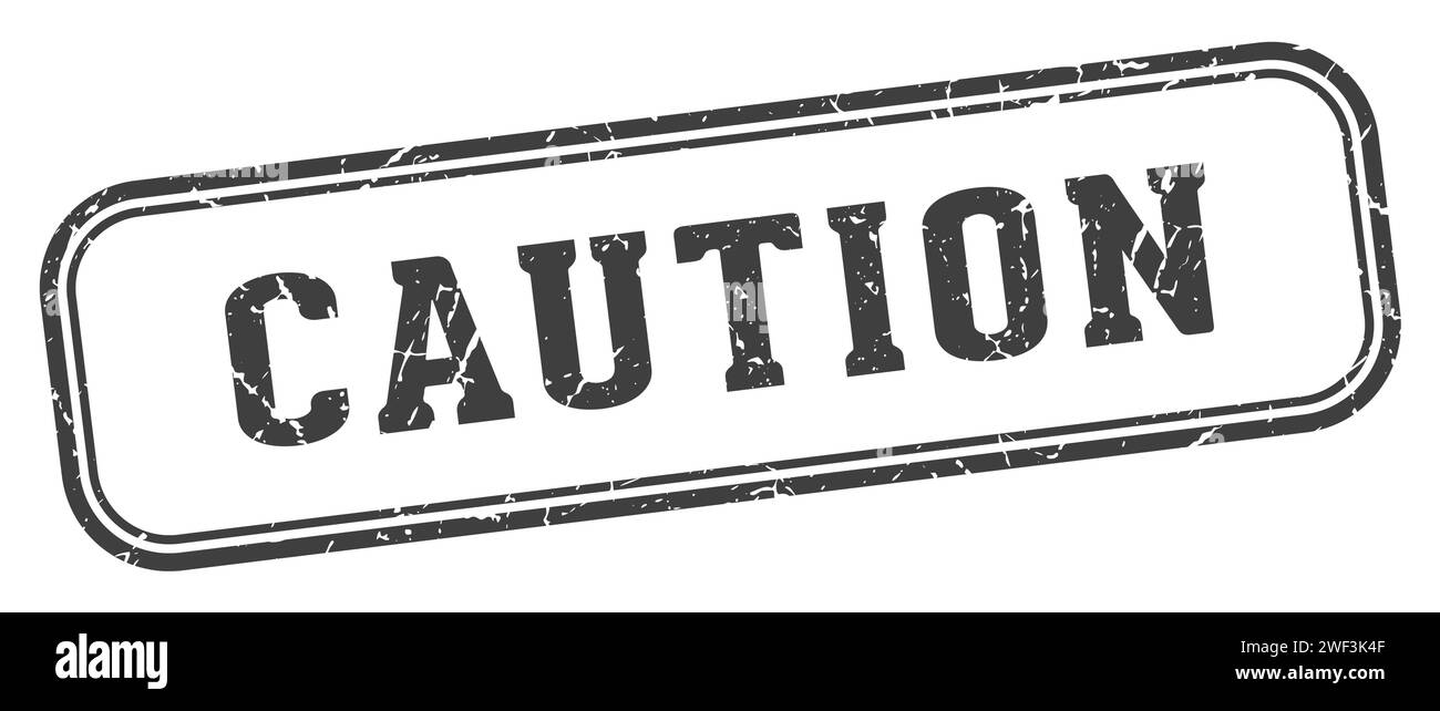 caution stamp. caution rectangular stamp isolated on white background ...