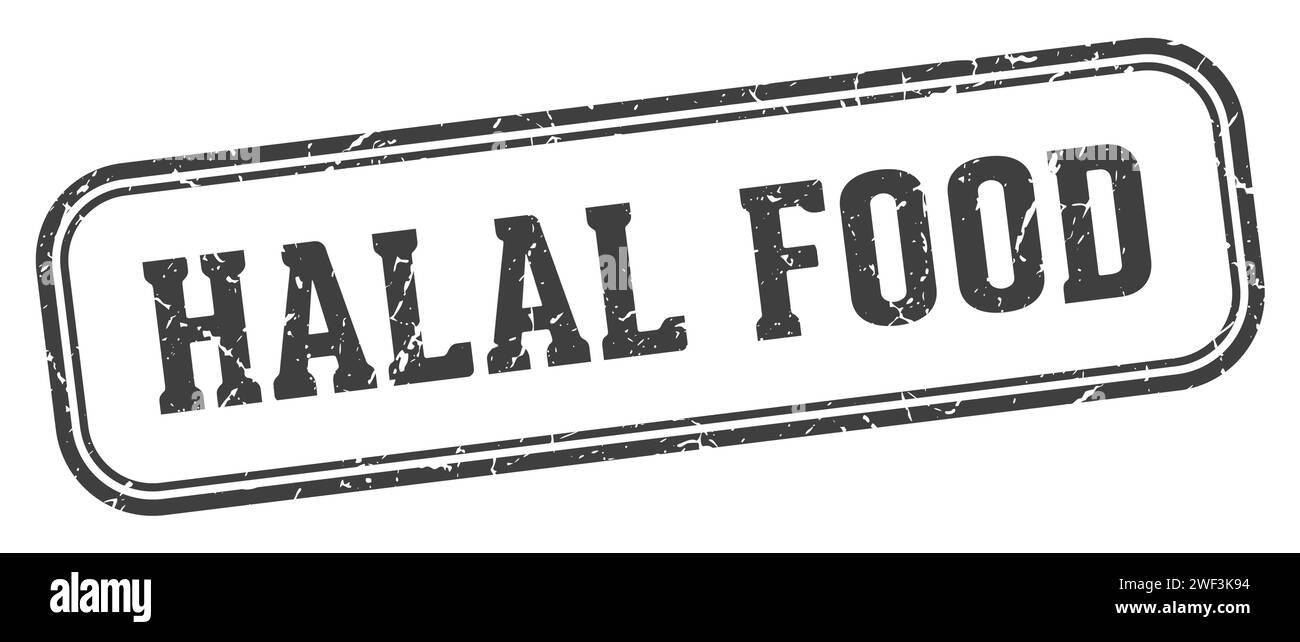 halal food stamp. halal food rectangular stamp isolated on white ...