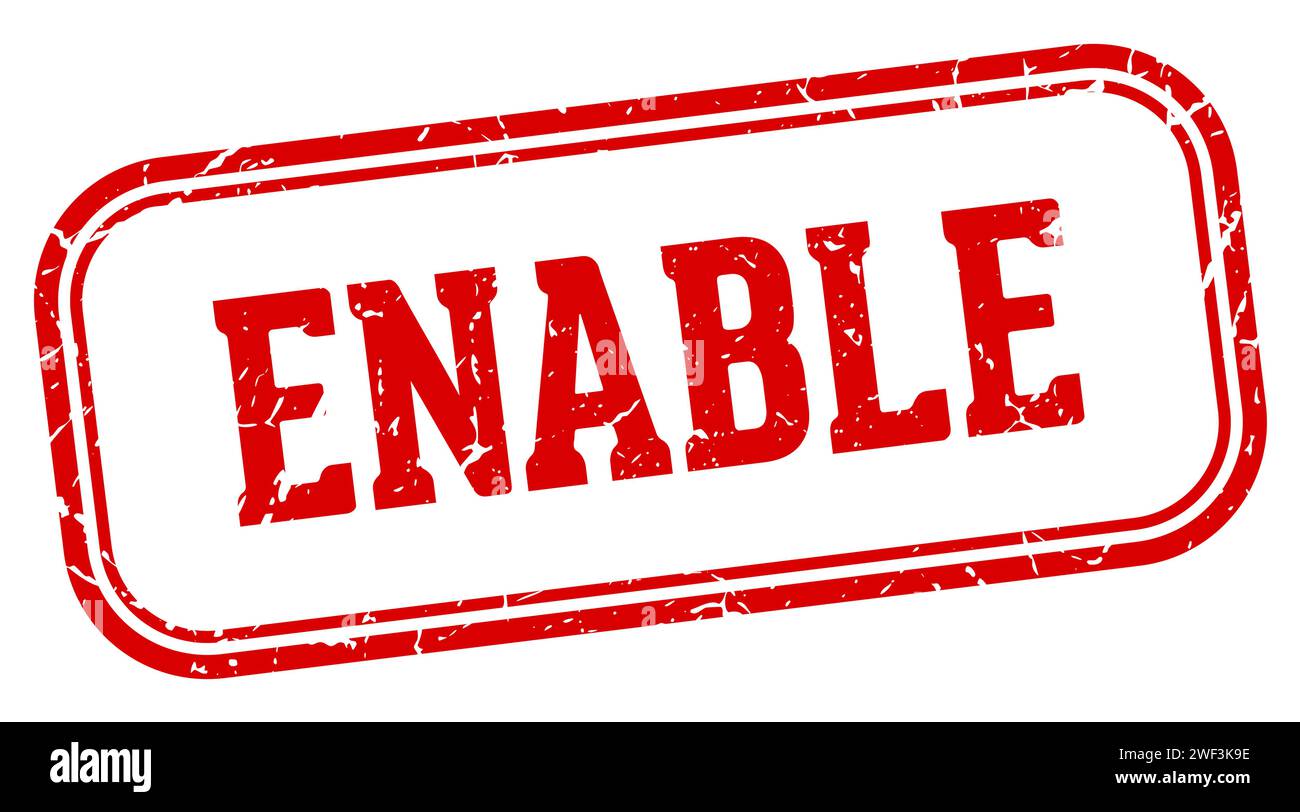 enable stamp. enable rectangular stamp isolated on white background ...