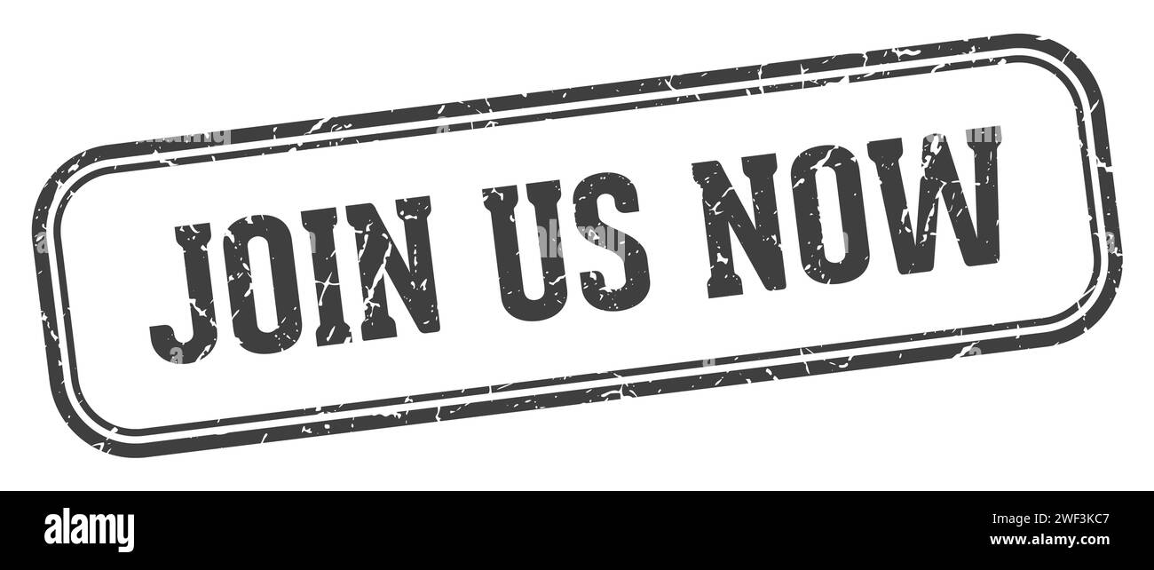 join us now stamp. join us now rectangular stamp isolated on white ...