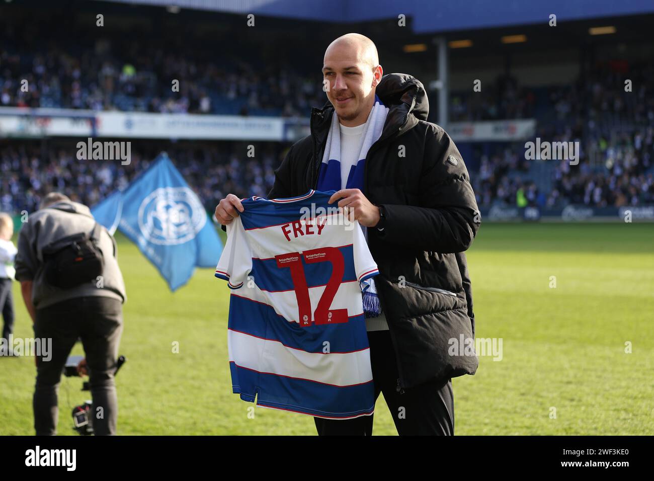 Queens Park Rangers' new signing Michael Frey is presented to the fans ...