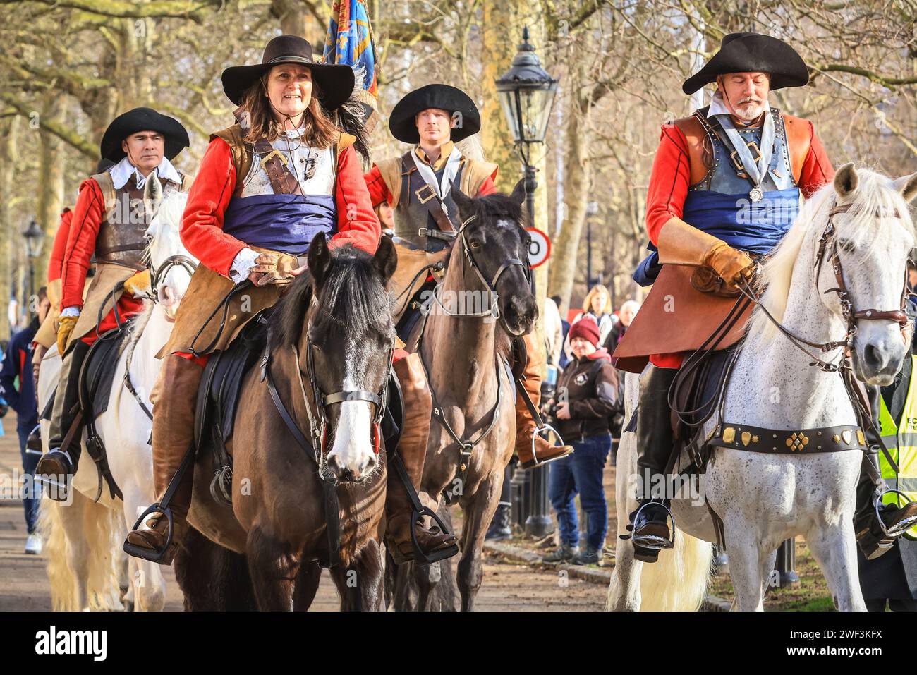 London, UK 28th Jan 2024. Volunteers assemble and get ready to march ...