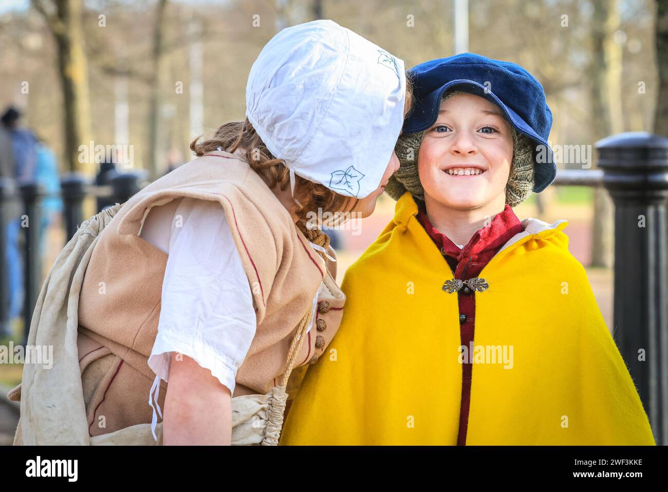 London, UK 28th Jan 2024. (l-t-r) A little kiss for Wilf from Ivy ...