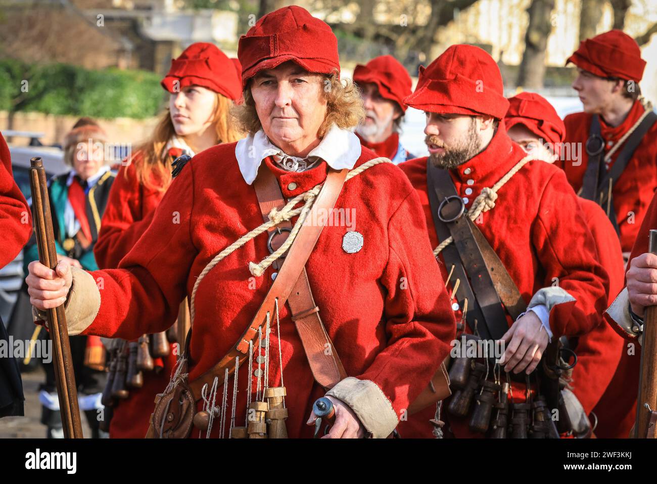 London, UK. 28th Jan, 2024. Volunteers assemble and get ready to march ...