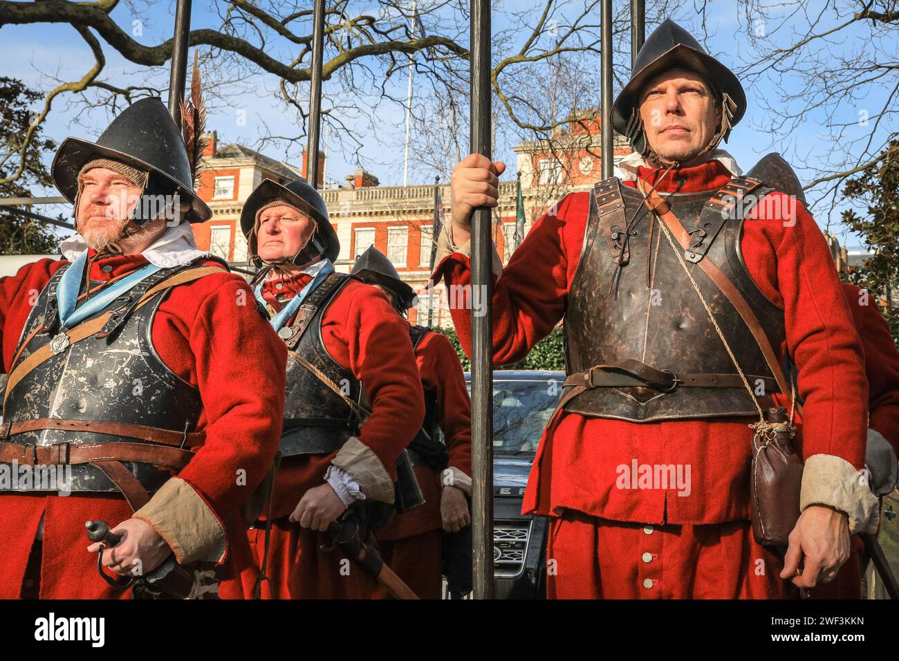 London, UK. 28th Jan, 2024. Volunteers assemble and get ready to march ...
