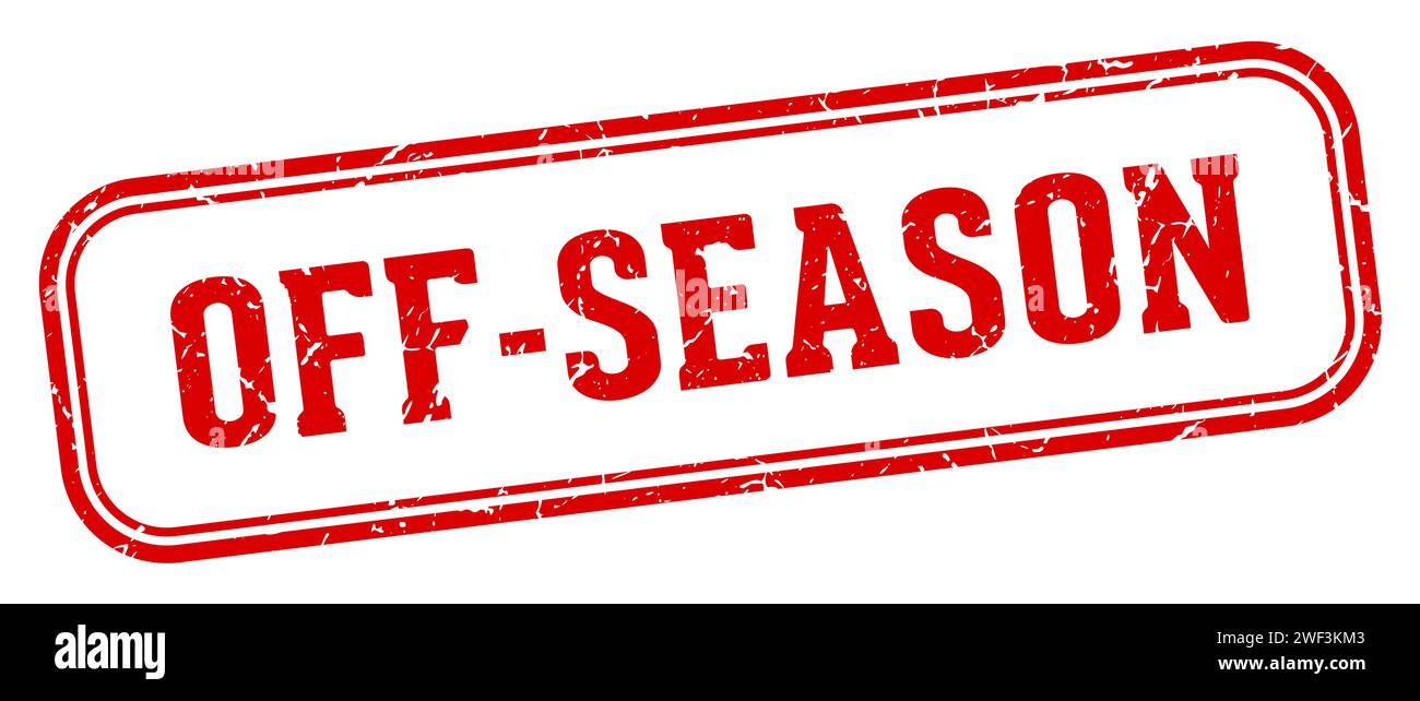 off-season stamp. off-season rectangular stamp isolated on white ...