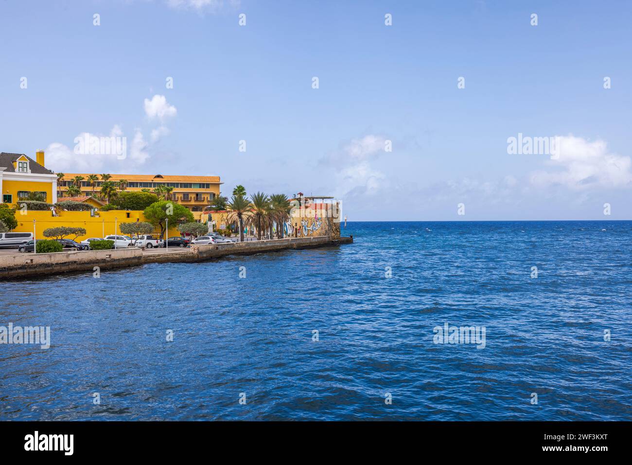 Captivating view of the Caribbean sea and Curacao seafront with ...