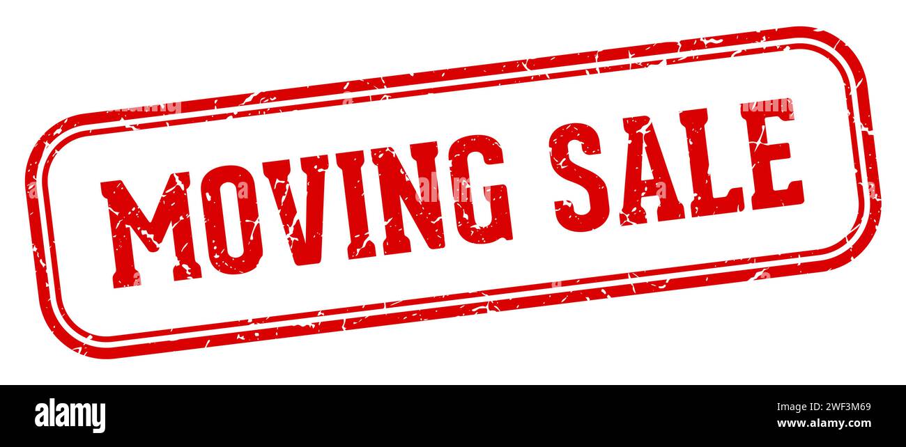 moving sale stamp. moving sale rectangular stamp isolated on white ...