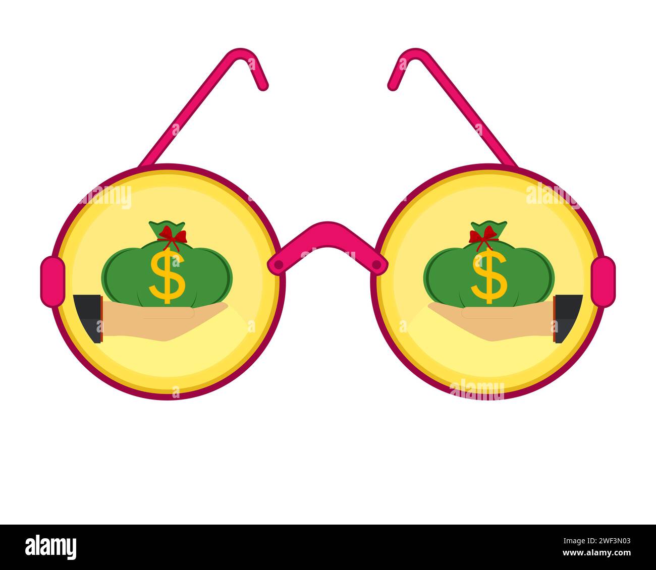 Hand Holds A Money Bag With A Dollar Sign Gold Coins And Pink Round