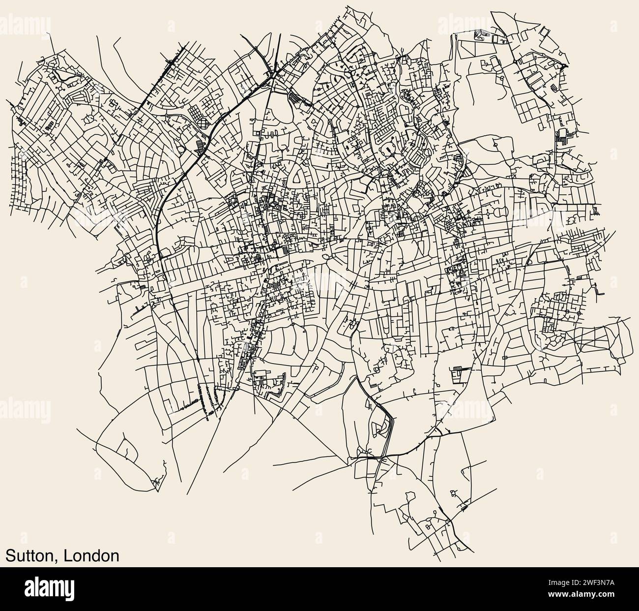 Sutton vector outline map hi-res stock photography and images - Alamy
