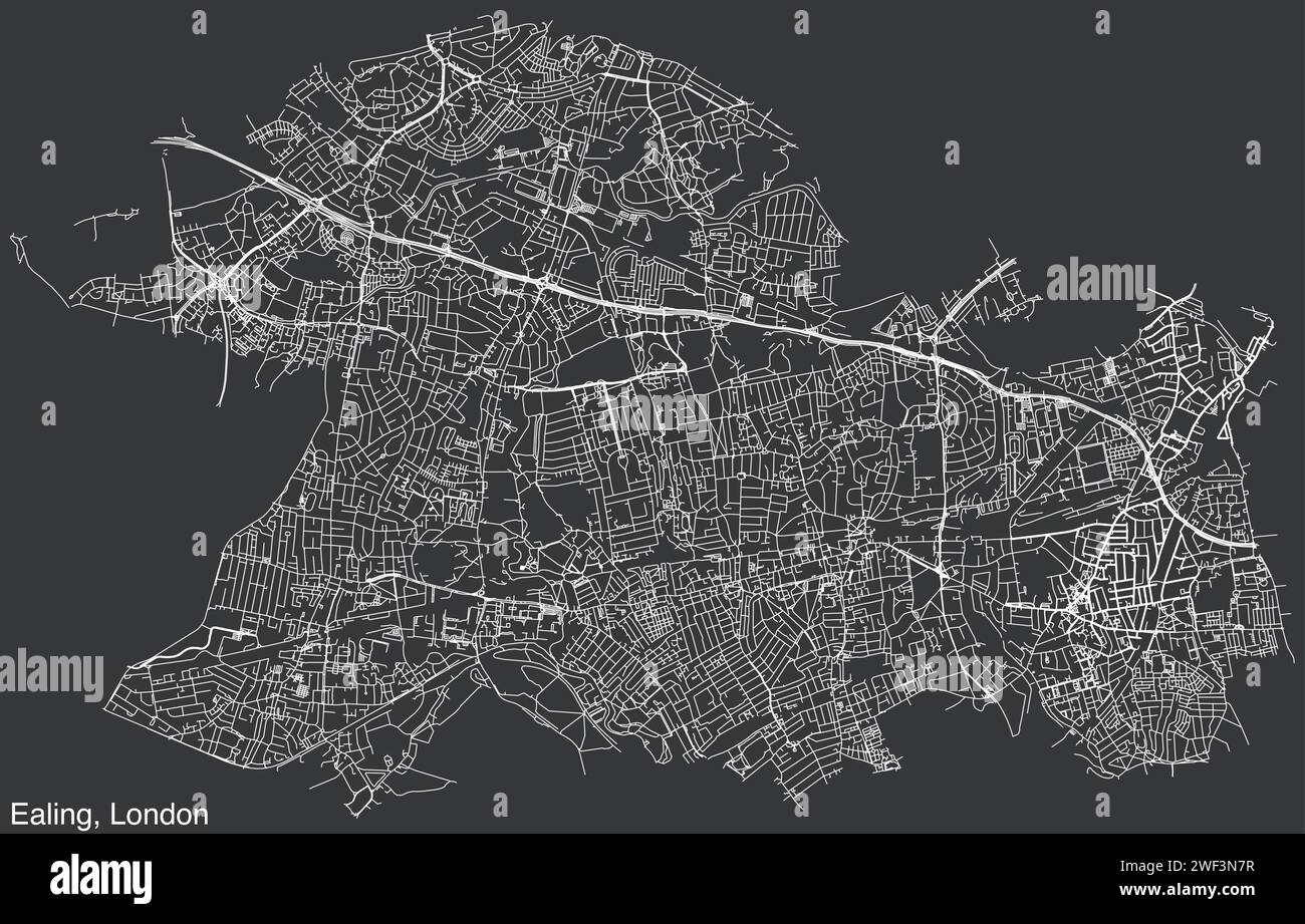 Street roads map of the BOROUGH OF EALING, LONDON Stock Vector Image ...