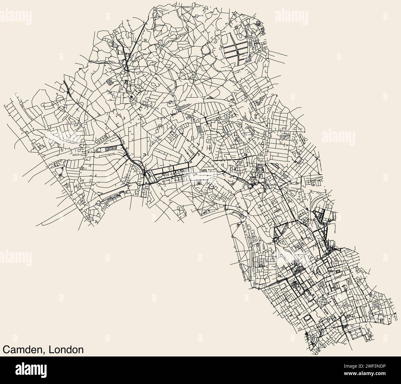 Street roads map of the BOROUGH OF CAMDEN, LONDON Stock Vector Image ...