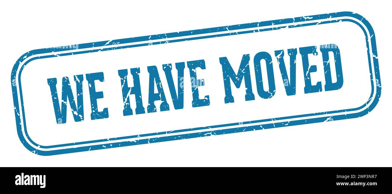 we have moved stamp. we have moved rectangular stamp isolated on white ...