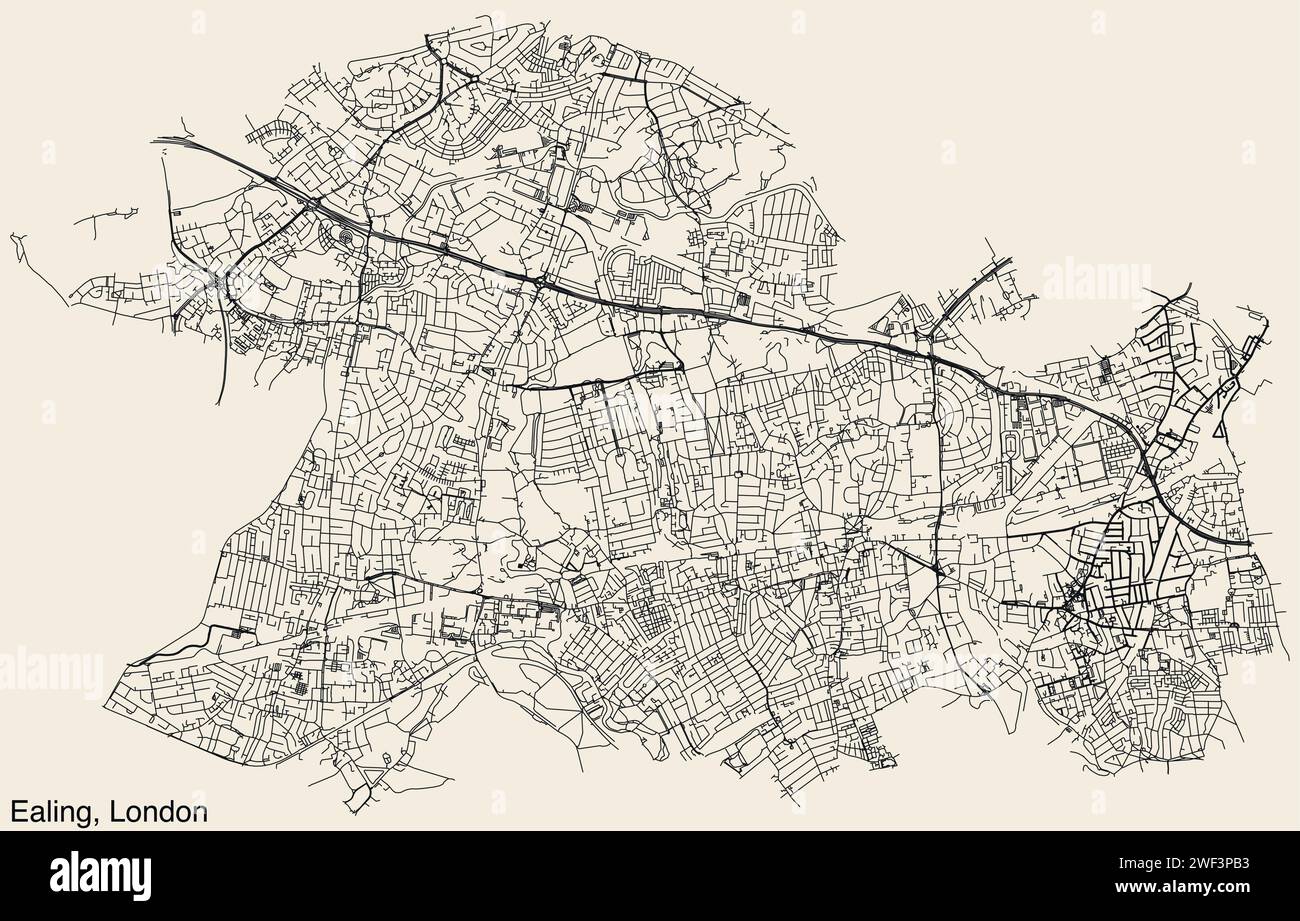 Street roads map of the BOROUGH OF EALING, LONDON Stock Vector Image ...