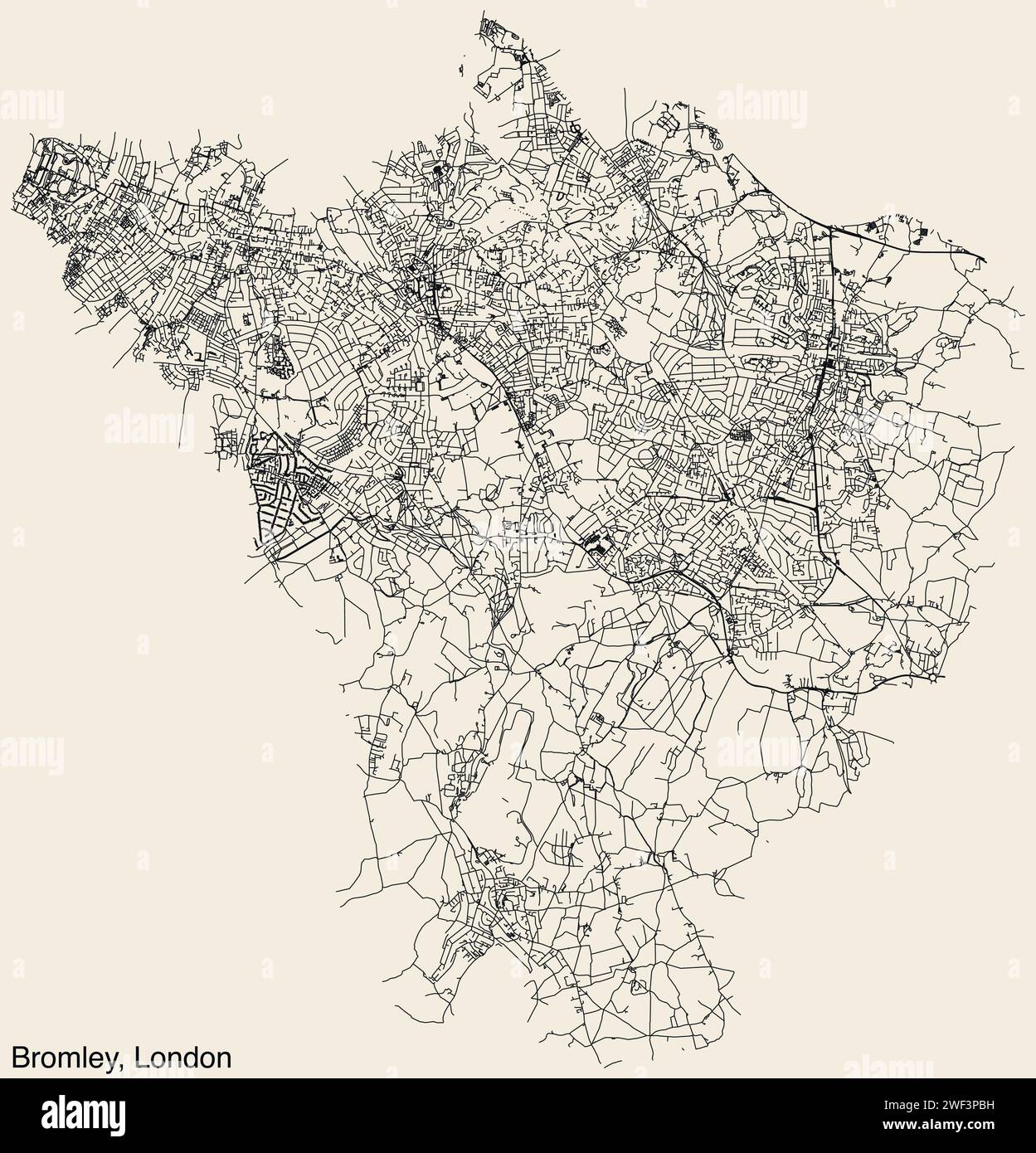 Street roads map of the BOROUGH OF BROMLEY, LONDON Stock Vector Image ...