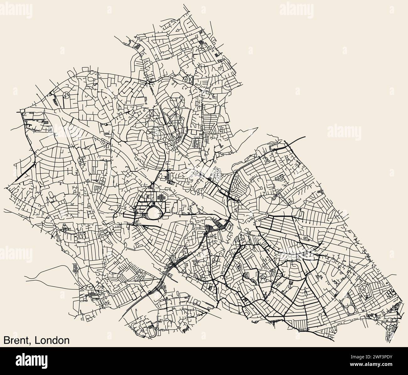 Street roads map of the BOROUGH OF BRENT, LONDON Stock Vector Image ...