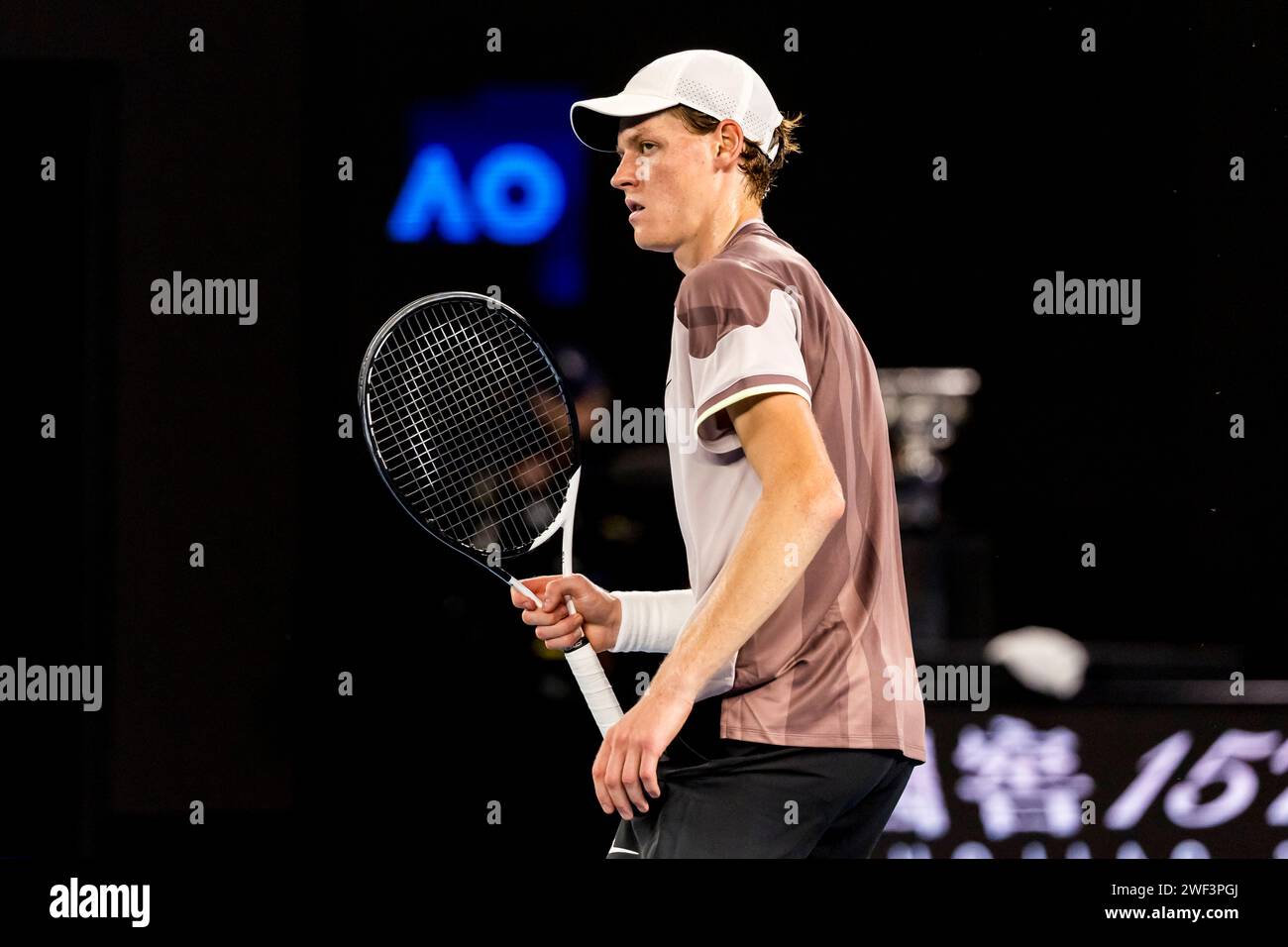 MELBOURNE, VIC - JANUARY 28: Jannik Sinner of Italy celebrates during ...