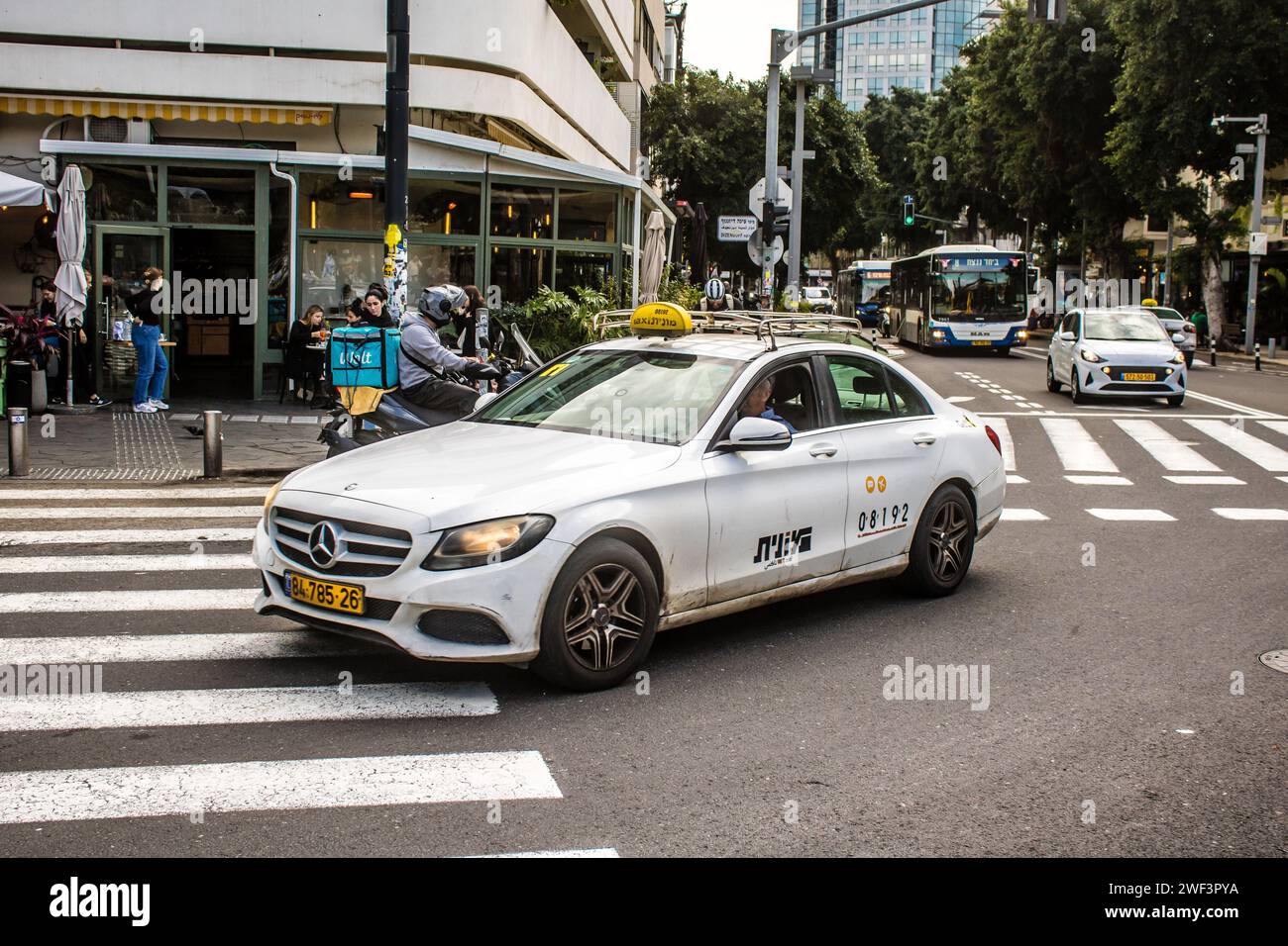 Tel Aviv, Israel – January 28, 2024 Israeli taxi driving in the streets ...