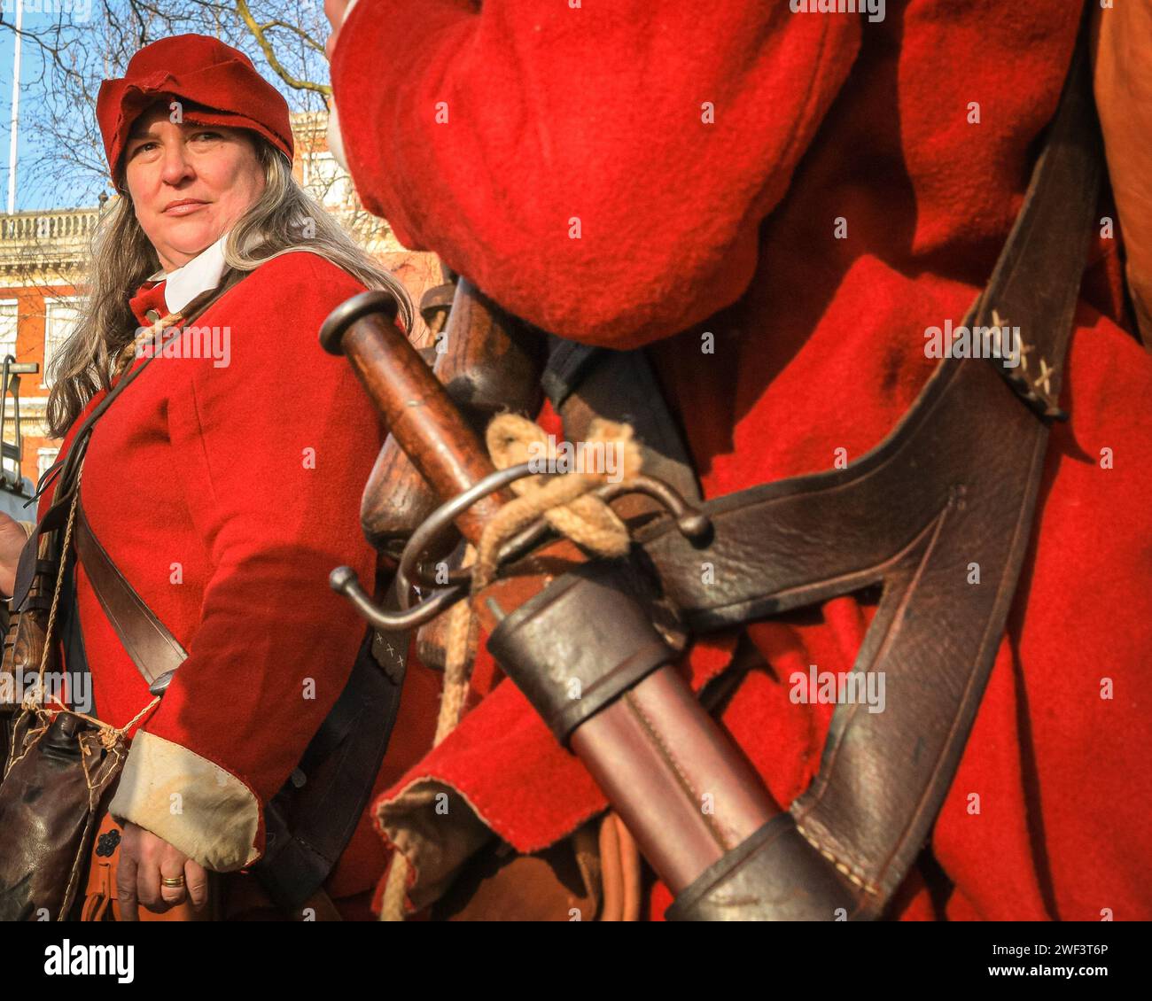 London, UK. 28th Jan, 2024. Volunteers assemble and get ready to march ...
