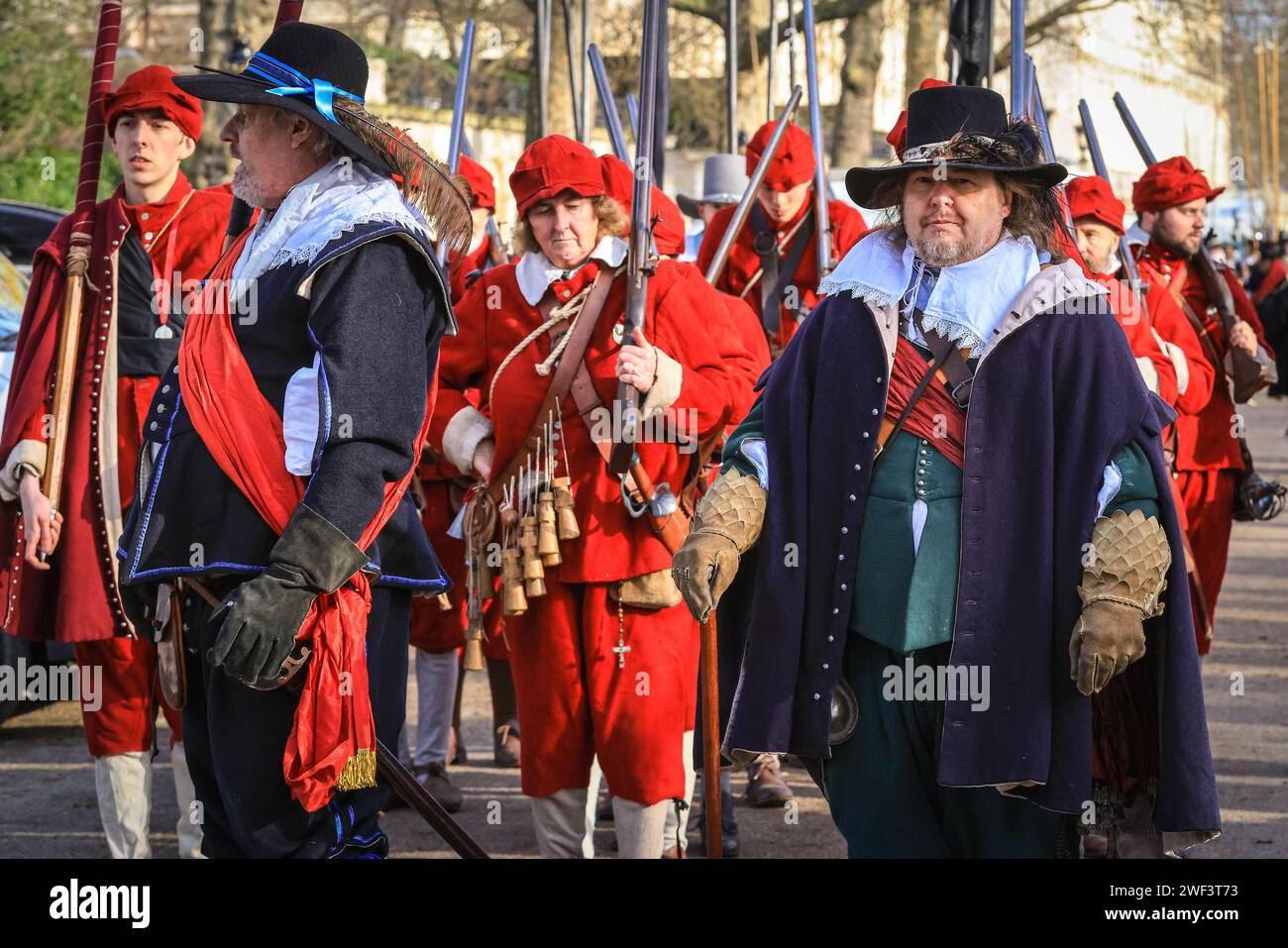 London, UK. 28th Jan, 2024. Volunteers assemble and get ready to march ...
