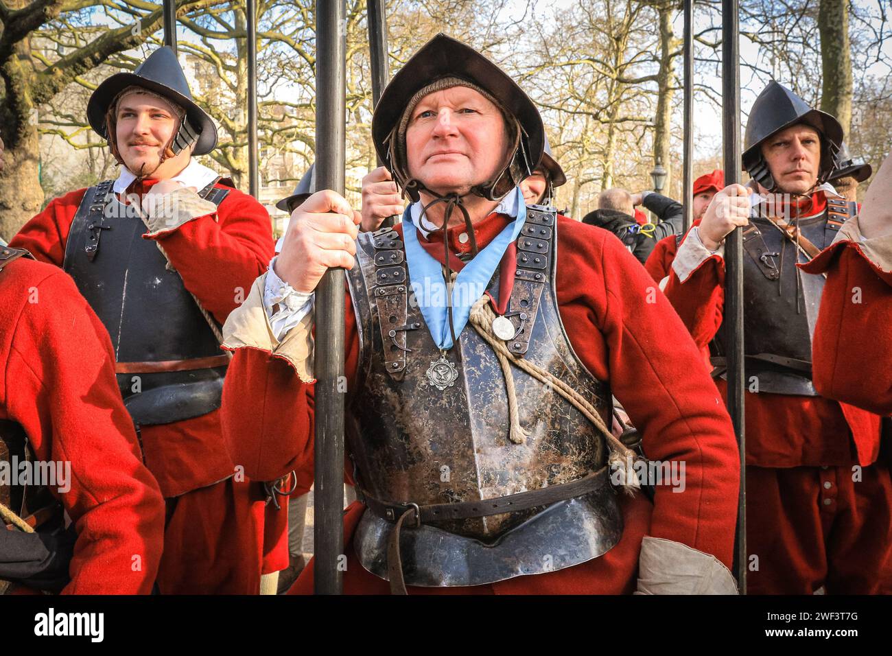 London, UK. 28th Jan, 2024. Volunteers assemble and get ready to march ...