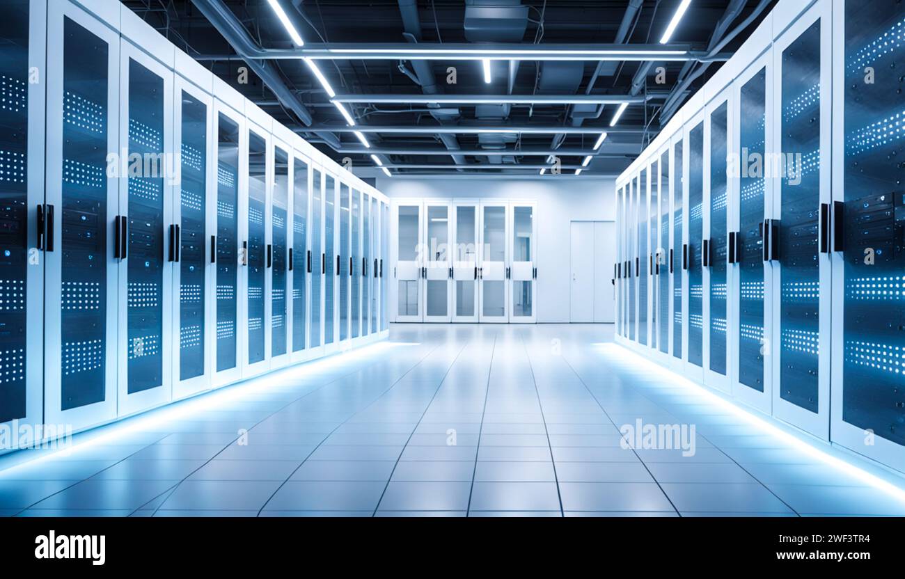 Data Center full of computer and server rack. Information storage ...